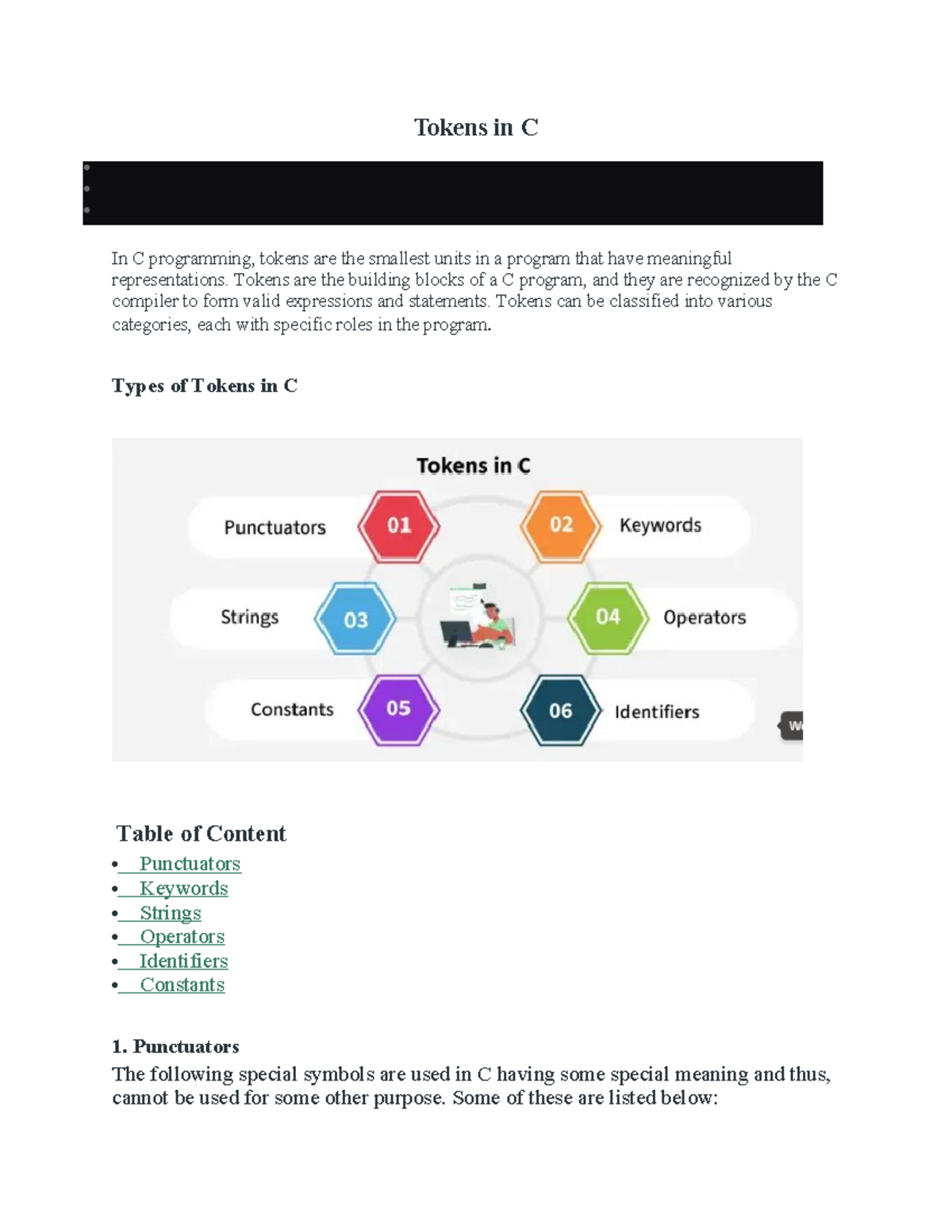 C Programming Tokens Overview: Types & Examples - Studocu