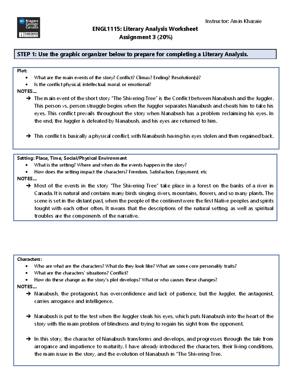 ENGL1115: Literary Analysis Assignment - “The Shivering Tree” Insights ...