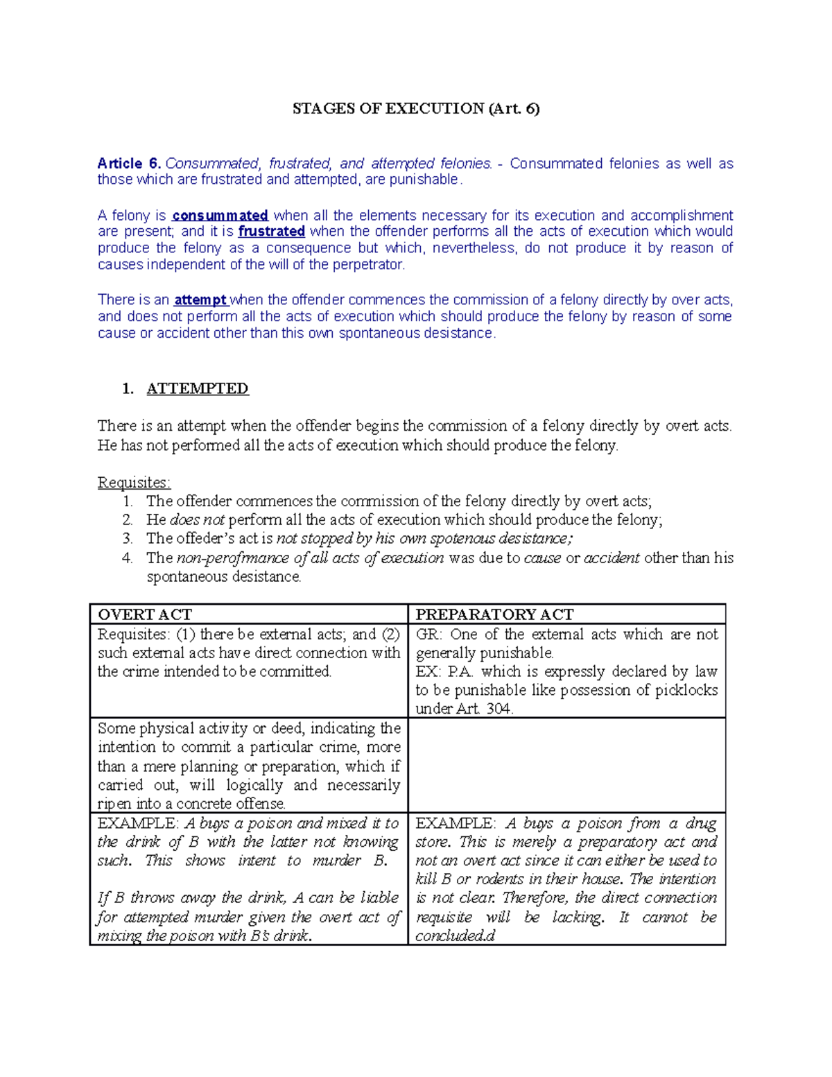 Stages of Execution: Consummated, Frustrated, and Attempted Felonies ...