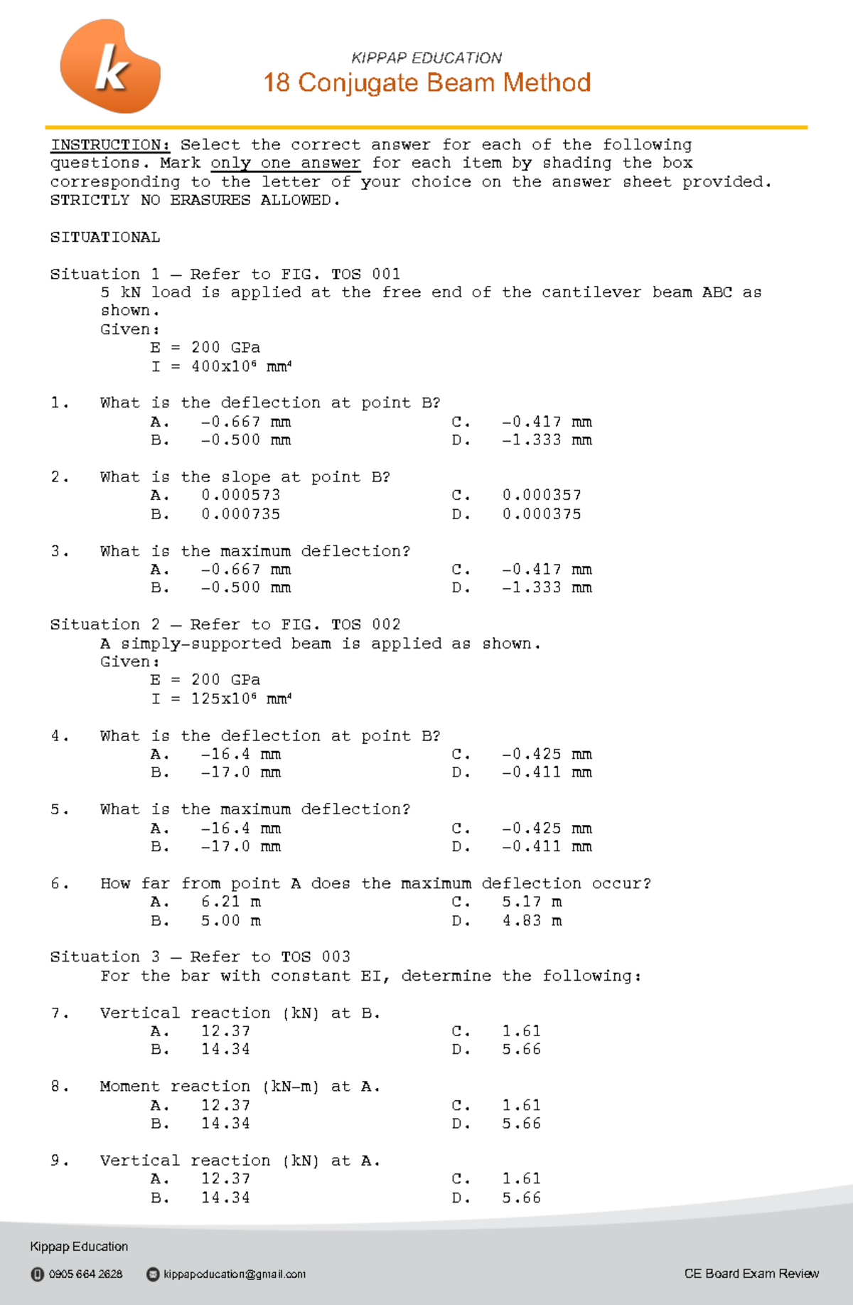 Kippap-SEC 18 Conjugate Beam Method Review Questions and Answers - Studocu