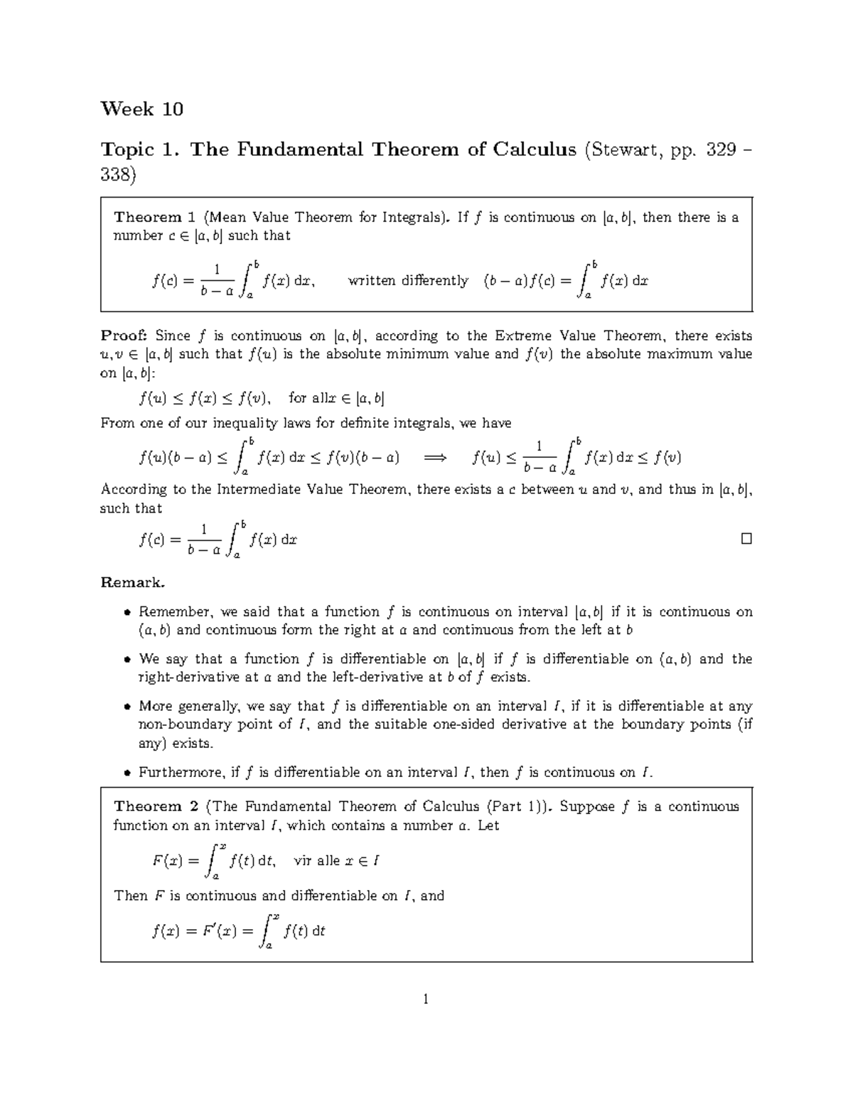 Week 10.1E: The Fundamental Theorem of Calculus Explained - Studocu
