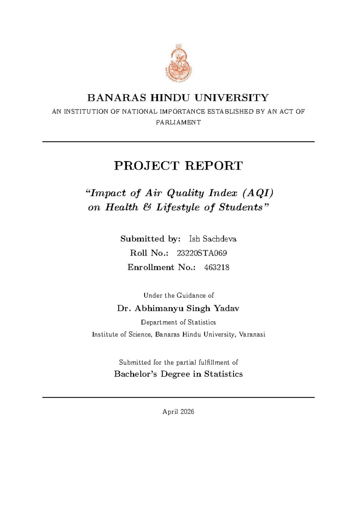 AQI Impact on Health & Lifestyle of Students - Project Report (STAT ...