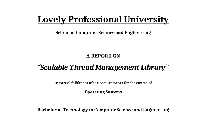 Scalable Thread Management Library Report for OS (CSE 2023) - Studocu