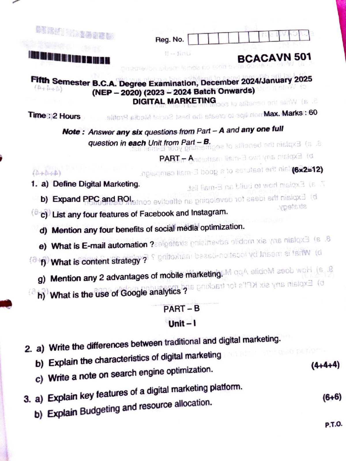 BCA 501 Digital Marketing Exam Paper - December 2024 - Studocu