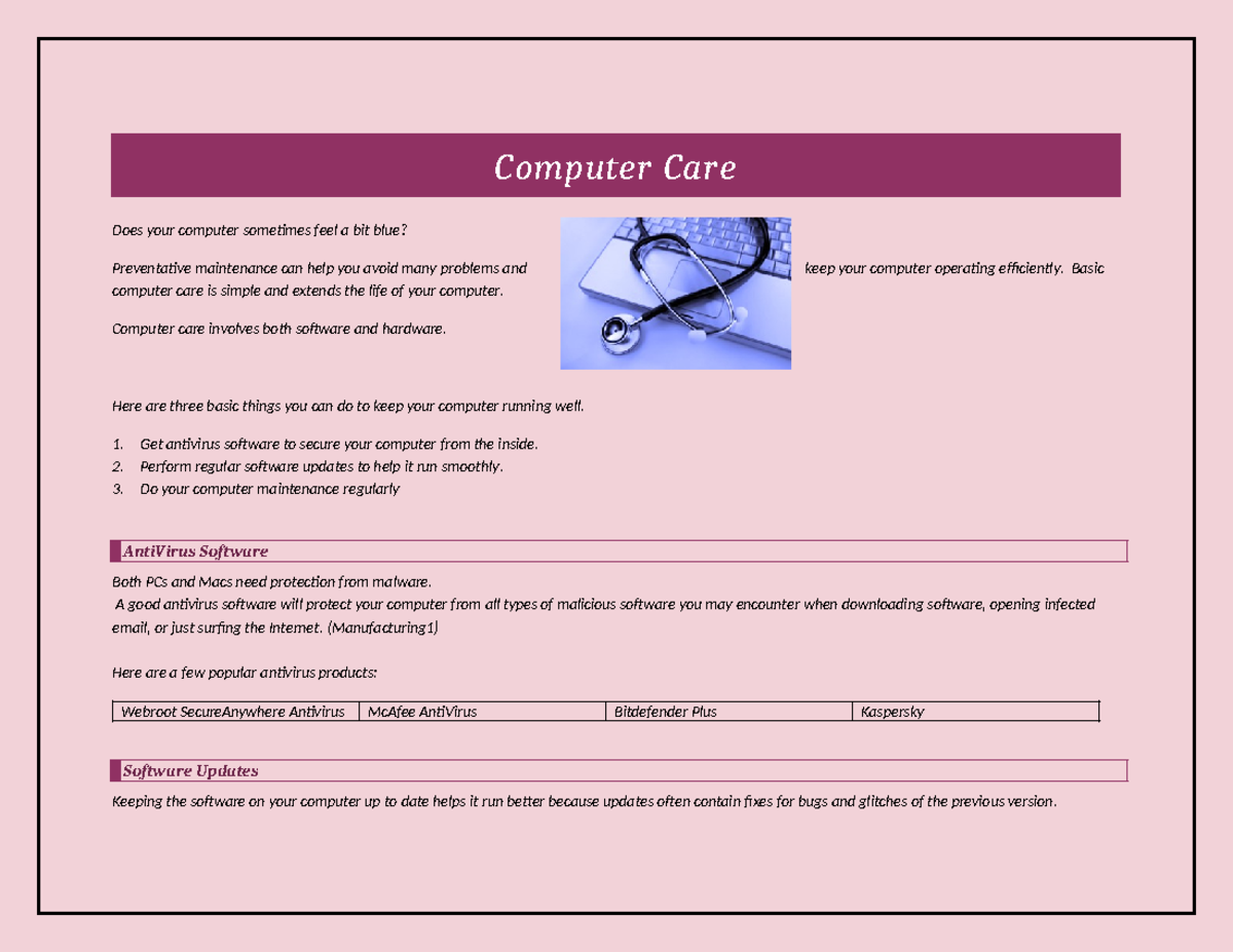 Computer Care: Essential Tips for Maintenance and Efficiency - Studocu