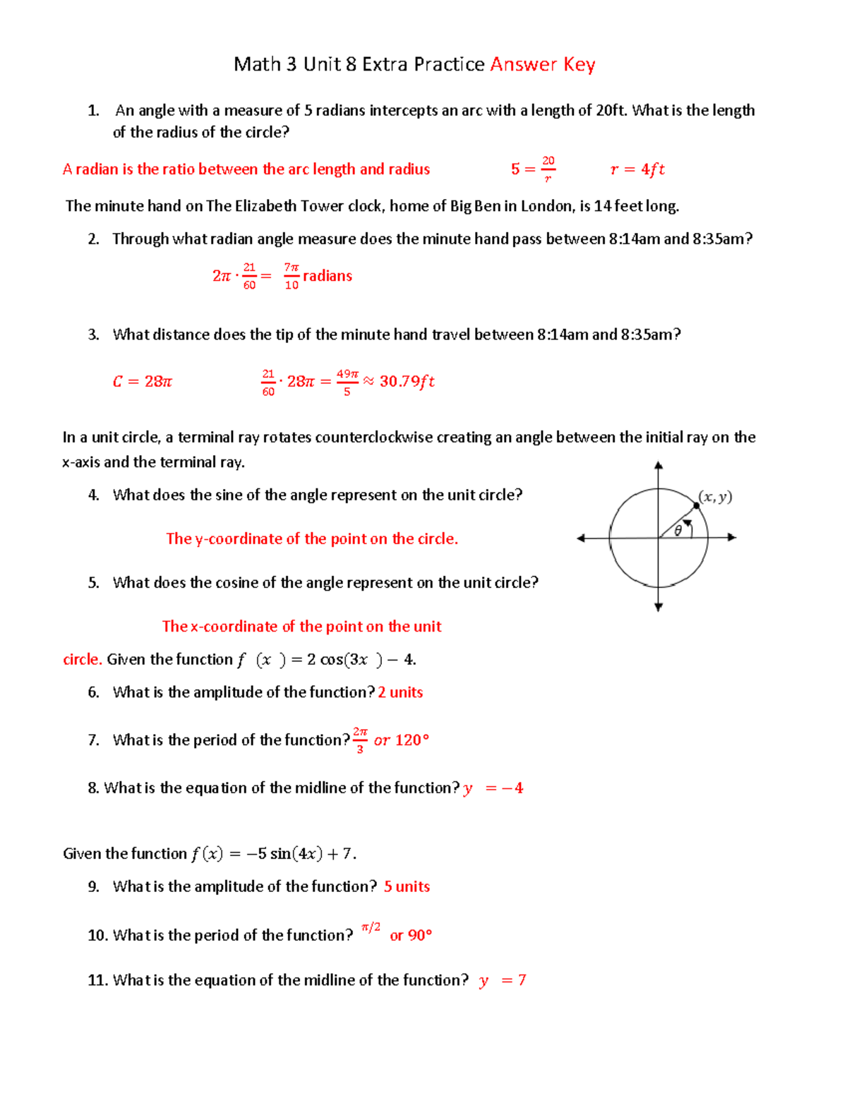 Math 3 Unit 8 Extra Practice Problems Answer Key - Studocu