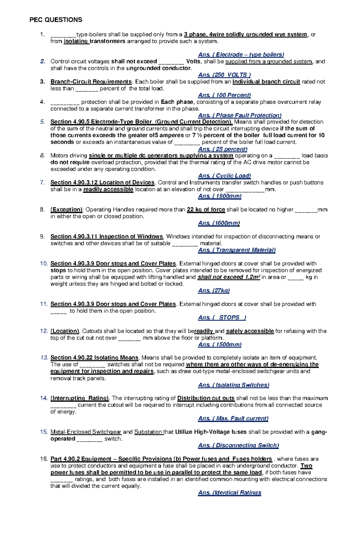 PEC Questions and Answers - Final Exam Preparation Guide - Studocu