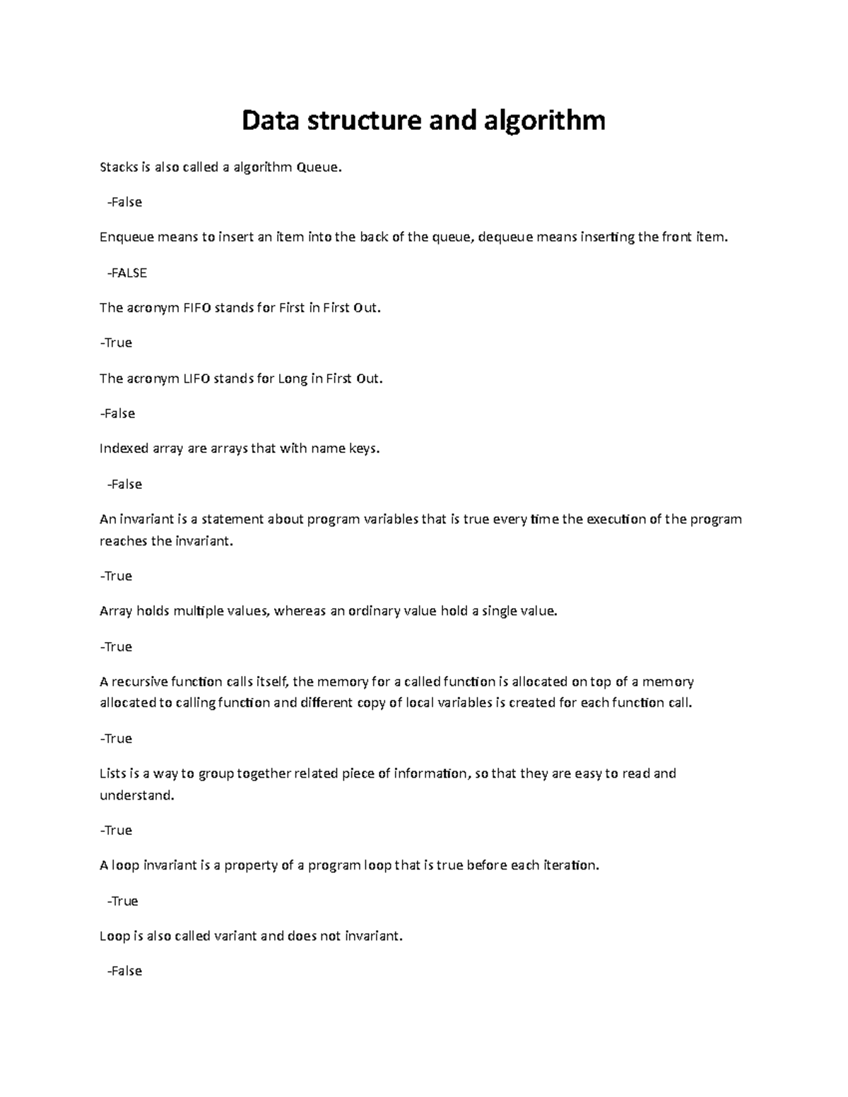 DSA 101: Key Concepts and Principles in Data Structures and Algorithms - Studocu