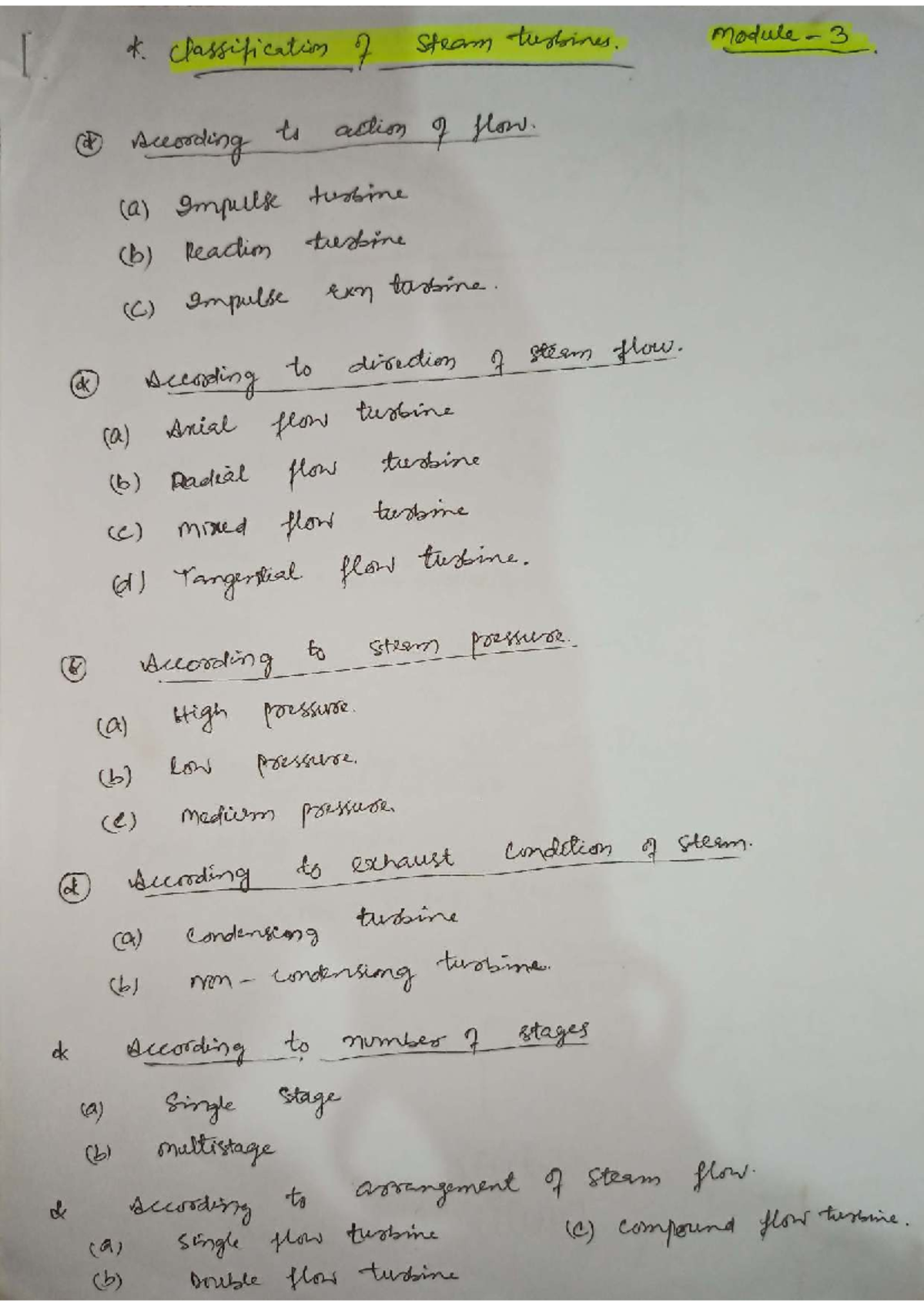 Classification of Steam Turbines: Module 3 Overview - Studocu