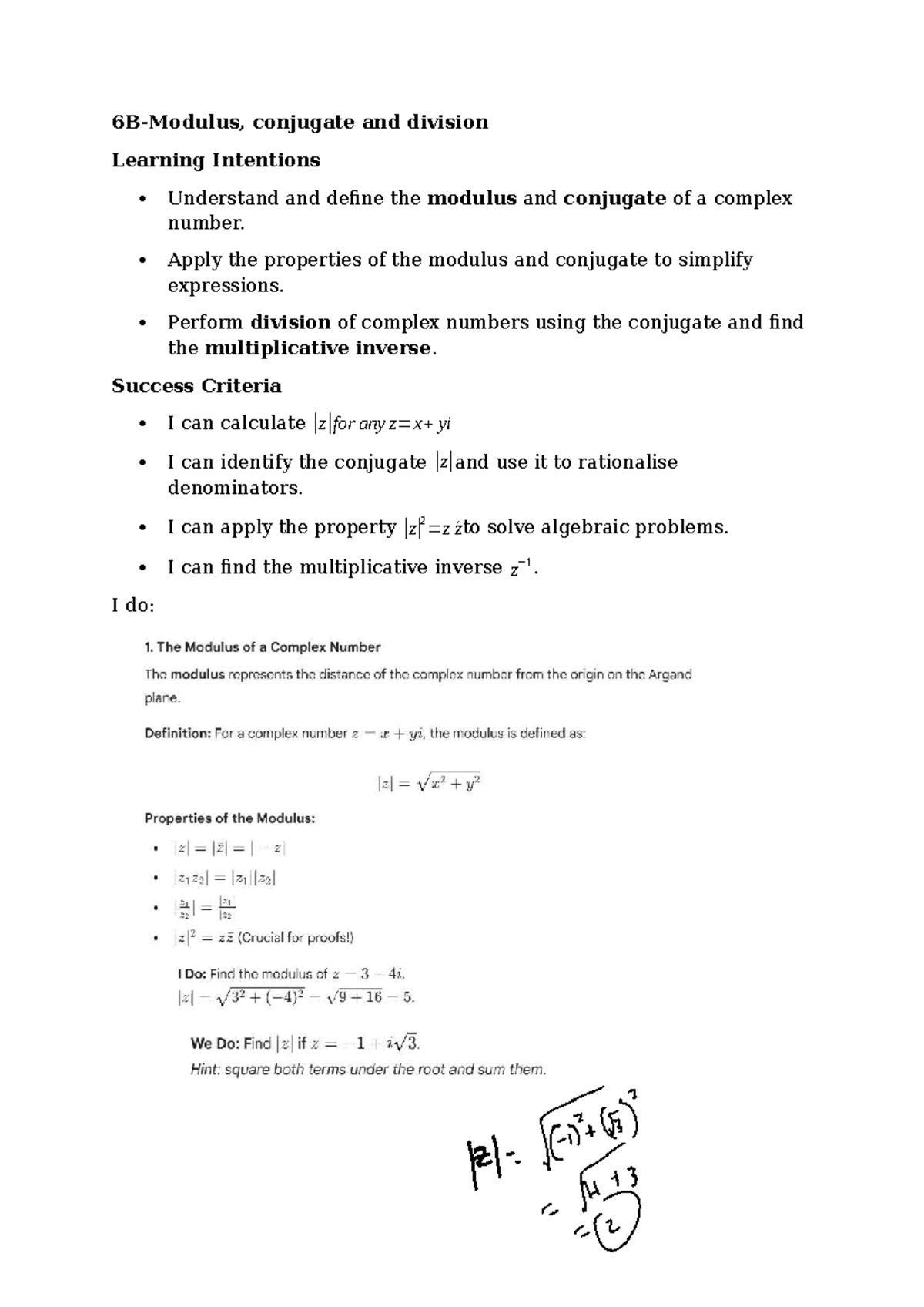 6B-Modulus, conjugate and division - 6B-Modulus, conjugate and division ...