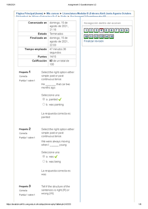 Assignment 4 sentenses UVEG INGLES II unidad 2 - Assignment 4 Text file Datos del estudiante ...