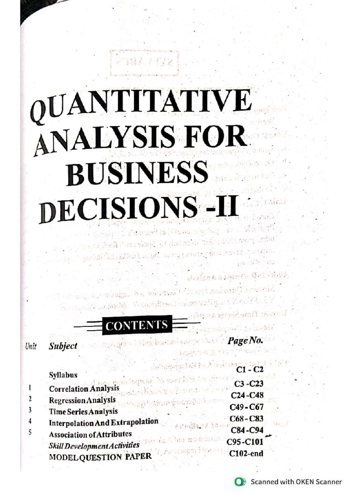 Quantitative Analysis for Business Decisions - IV Sem B.Com Notes - Studocu