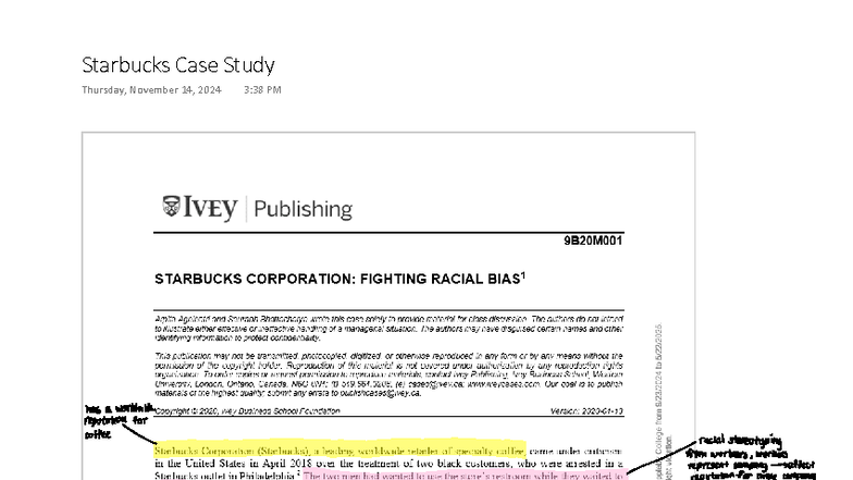 Starbucks Case Study Annotations - Diploma in Electrical And Electronics Engineering - Studocu