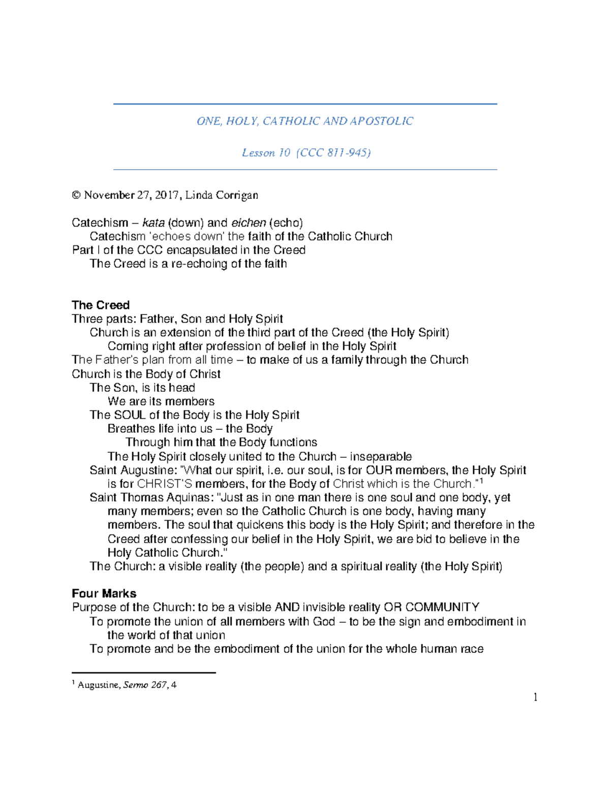 Lesson 10: One, Holy, Catholic, and Apostolic - Catechism Insights ...