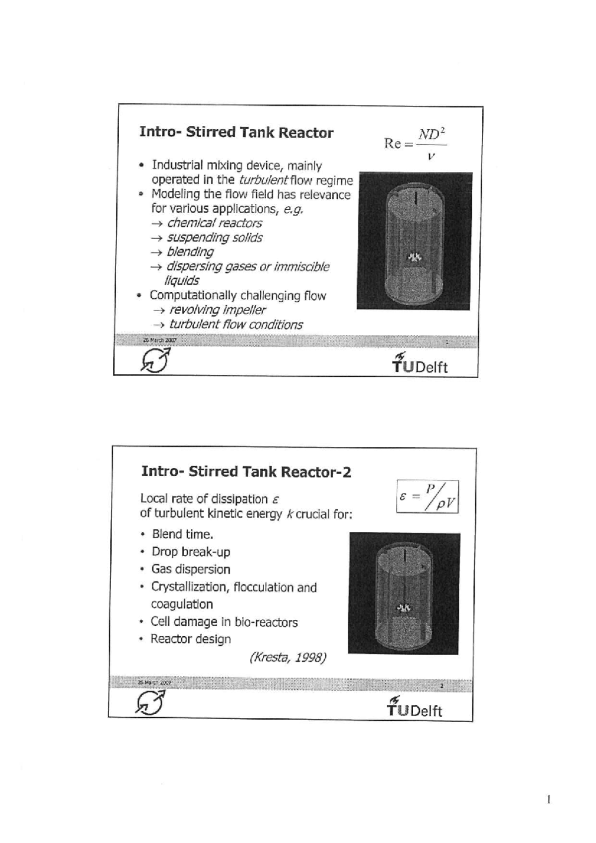 Stirred Tank Reactor ND2: Turbulent Flow Modeling Insights - Studocu