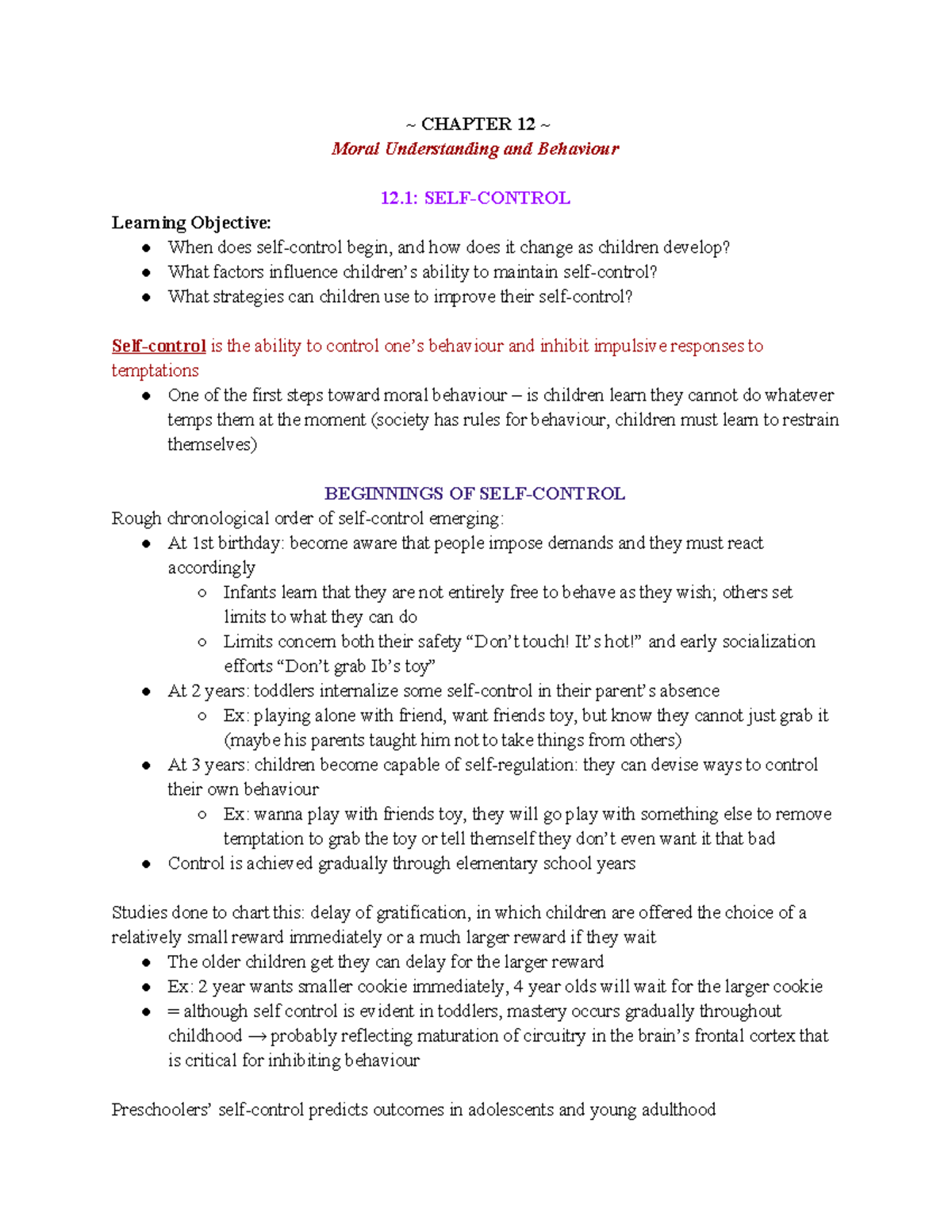 Chapter 12 - Moral Understanding, Self-Control, and Prosocial Behavior ...