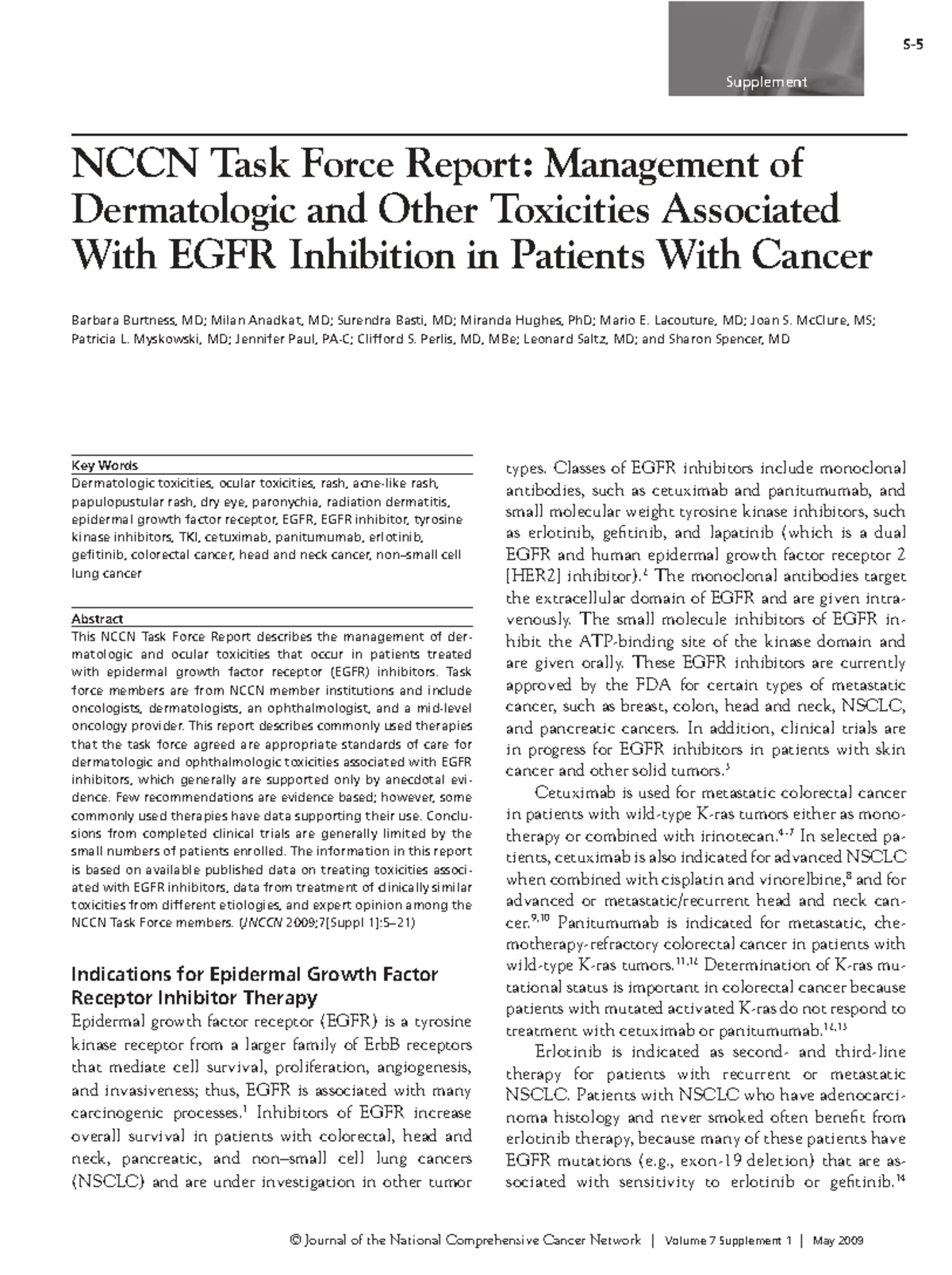 NCCN Task Force Report: Managing Dermatologic Toxicities from EGFR ...