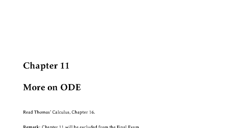 MA1521 Chapter 11: Numerical Methods for ODEs and Linear Equations ...
