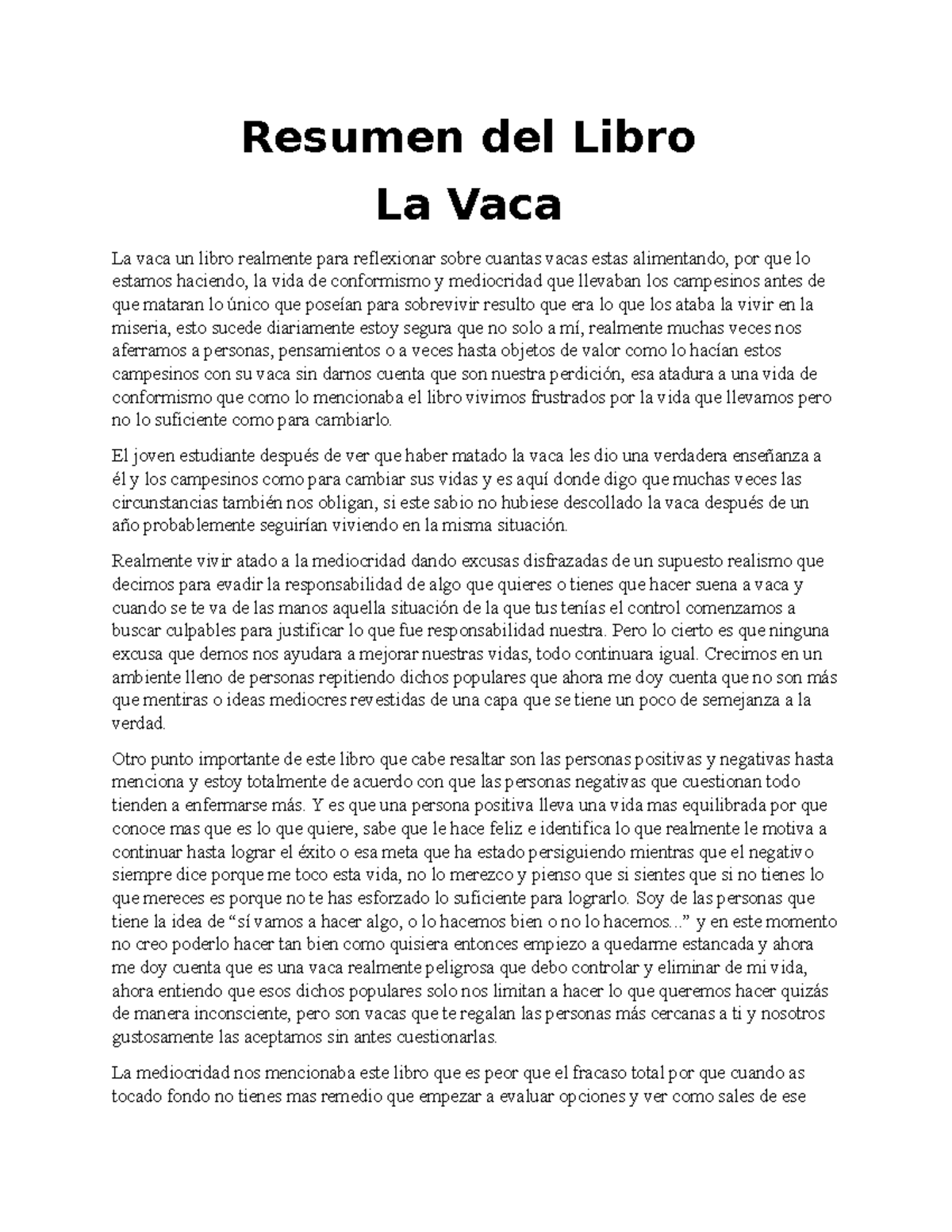 Resumen Libro -La Vaca de Camilo Cruz - Resumen del Libro La Vaca La vaca un libro realmente ...