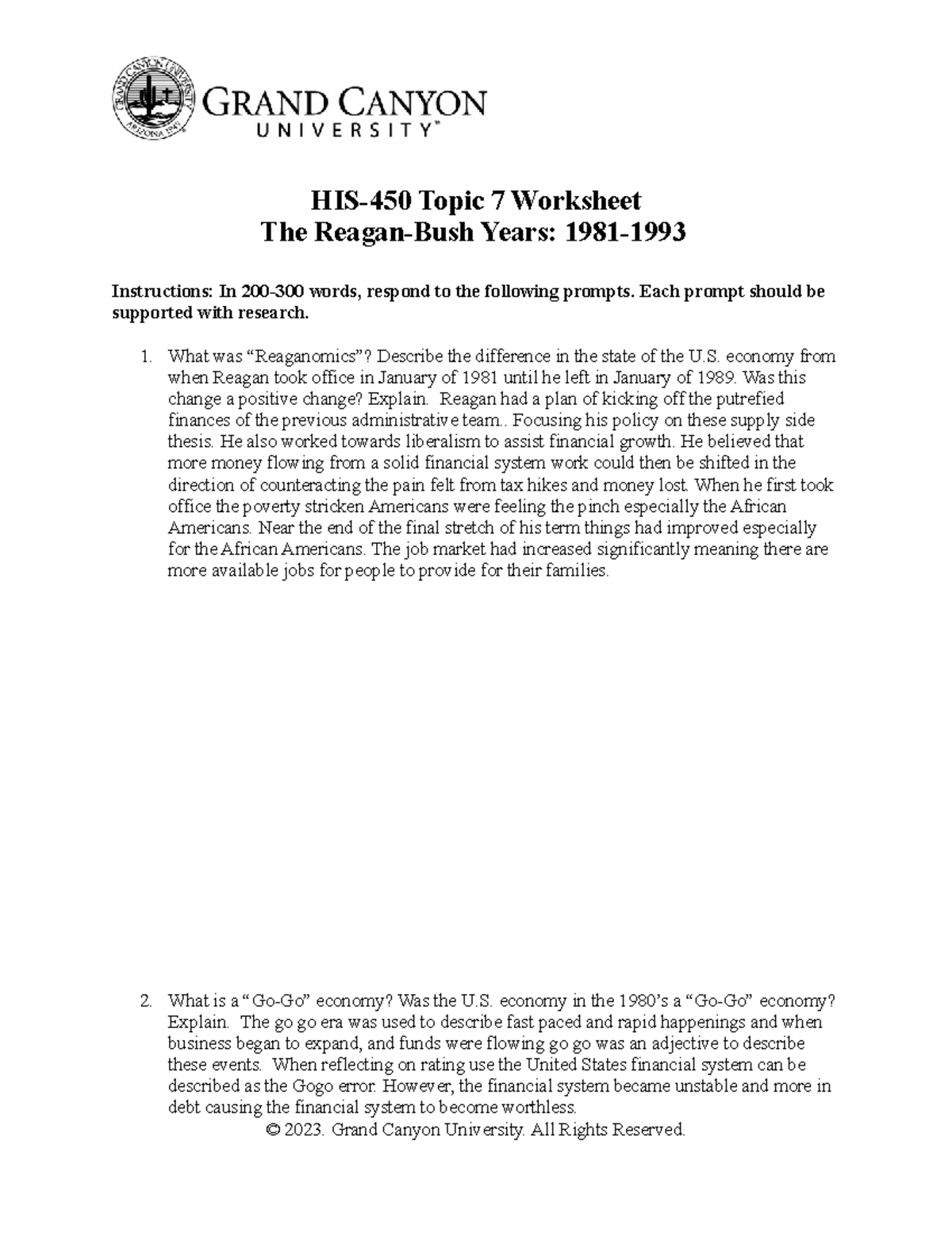 HIS 450 T7 The Reagan Bush Years Worksheet - HIS-450 Topic 7 Worksheet ...