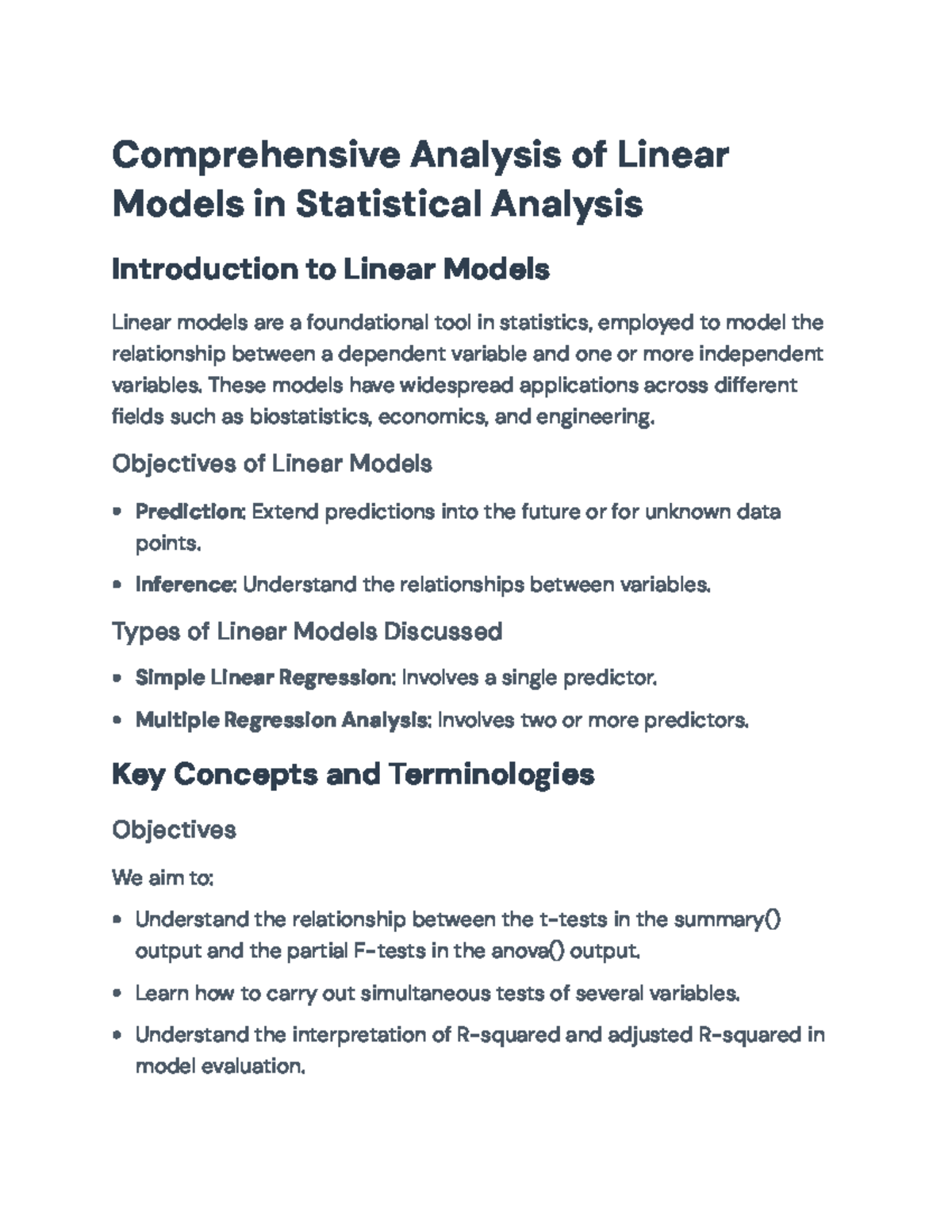 Comprehensive Guide to Linear Models in Statistical Analysis ...
