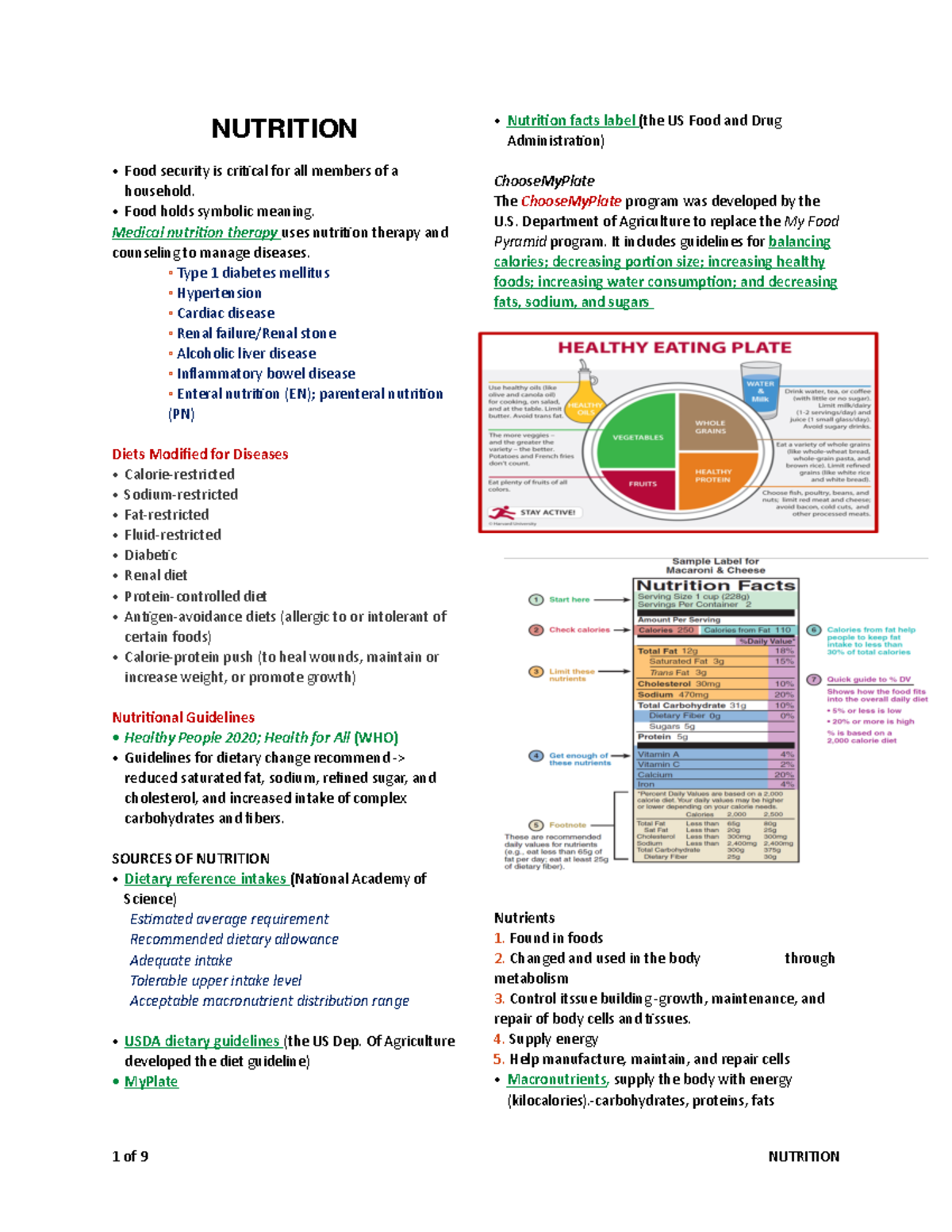Nutrition Concepts and Medical Diets: NUTR 101 Overview - Studocu