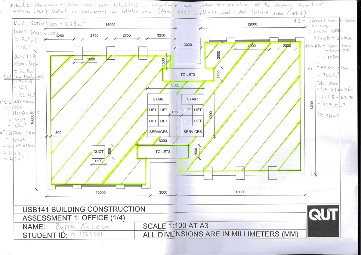 BUILDING CONSTRUCTION ASSESSMENT 1: MEASUREMENT METHODOLOGY USB141 ...
