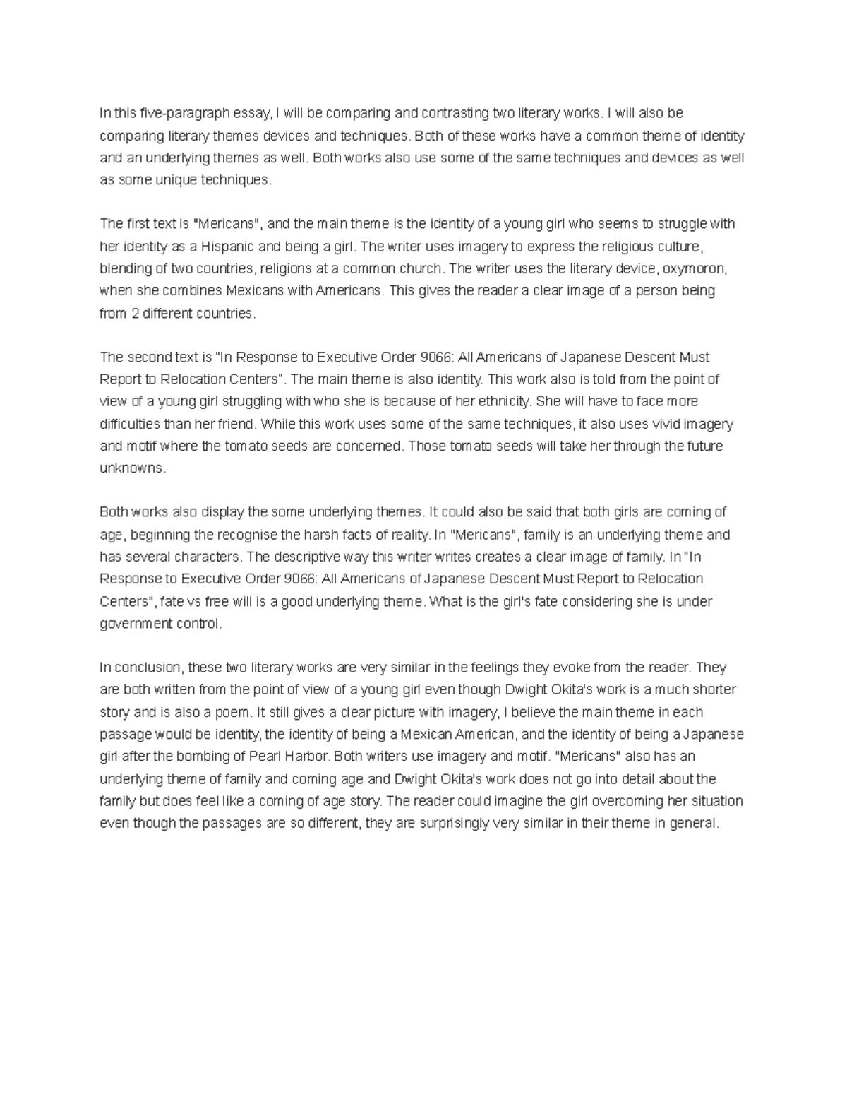 Comparative Essay on Identity Themes in Literature (ENG 101) - Studocu