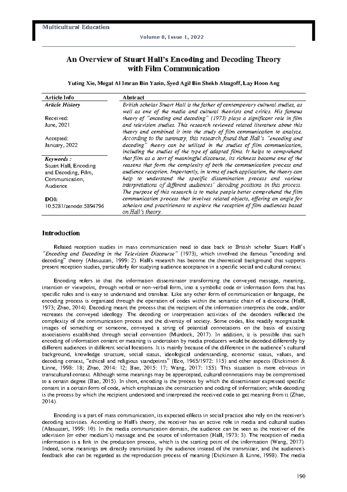 An Overview of Stuart Hall's Encoding and Decoding Theory in Film ...