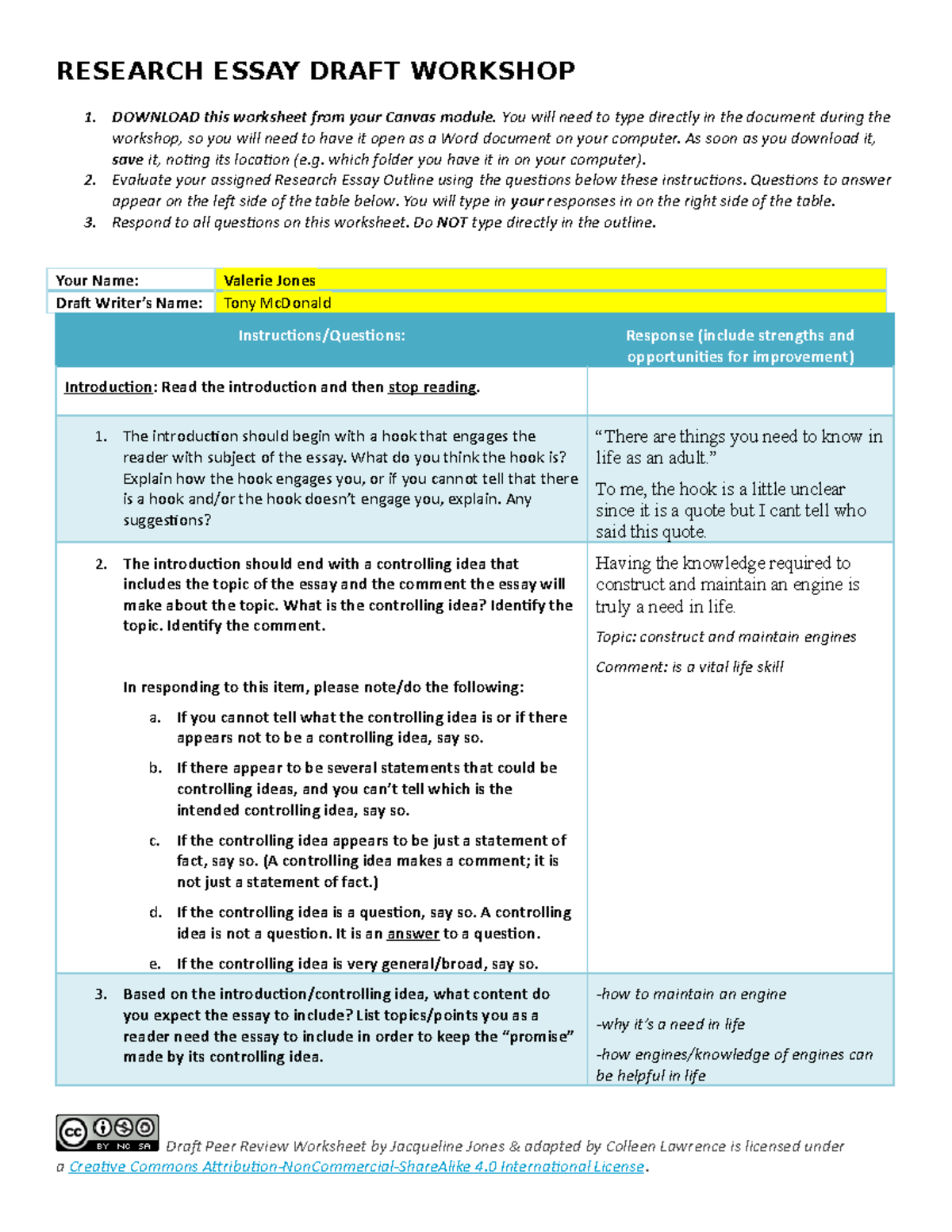Research Essay Workshop Notes & Feedback for Essay Draft - Studocu