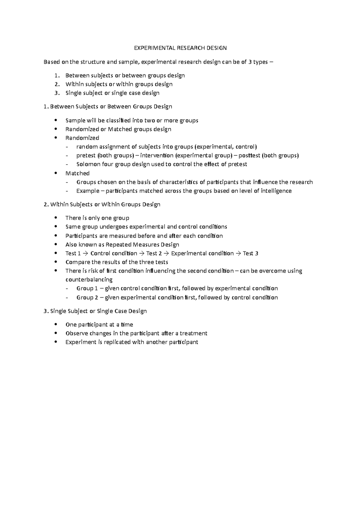 Experimental Research Design - EXPERIMENTAL RESEARCH DESIGN Based on ...