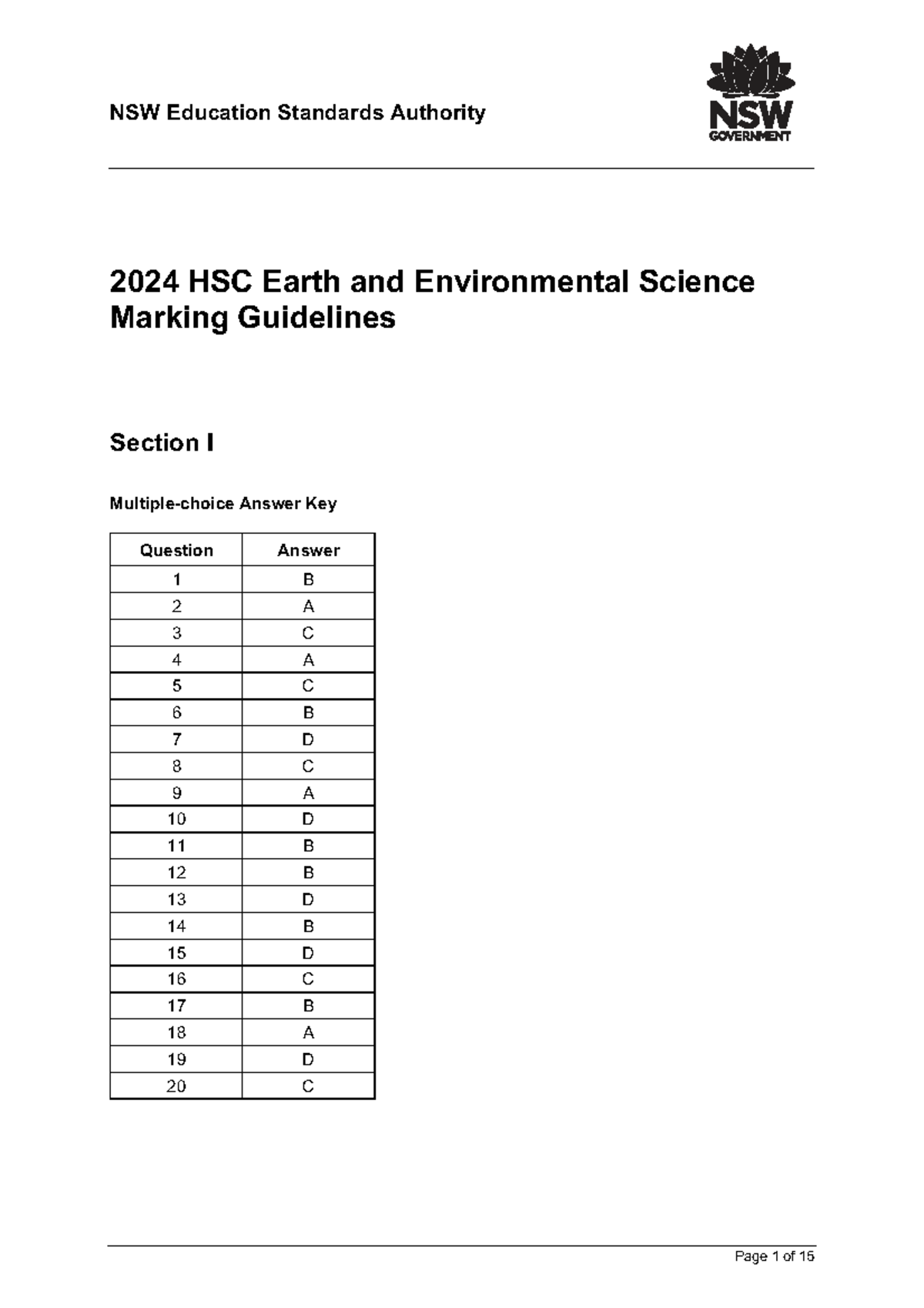 2024 HSC Earth and Environmental Science Marking Guidelines - Studocu