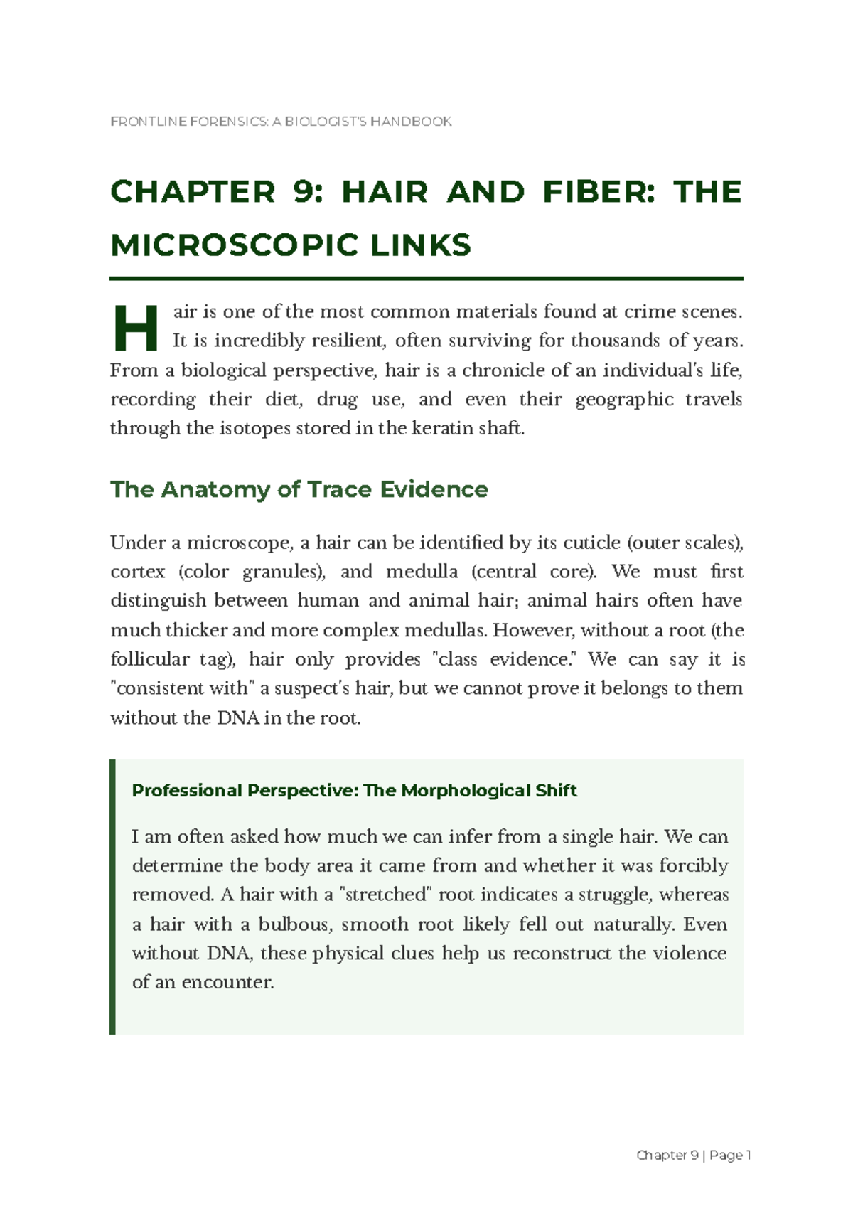FRONTLINE FORENSICS: CH 9 - HAIR & FIBER ANALYSIS - Studocu