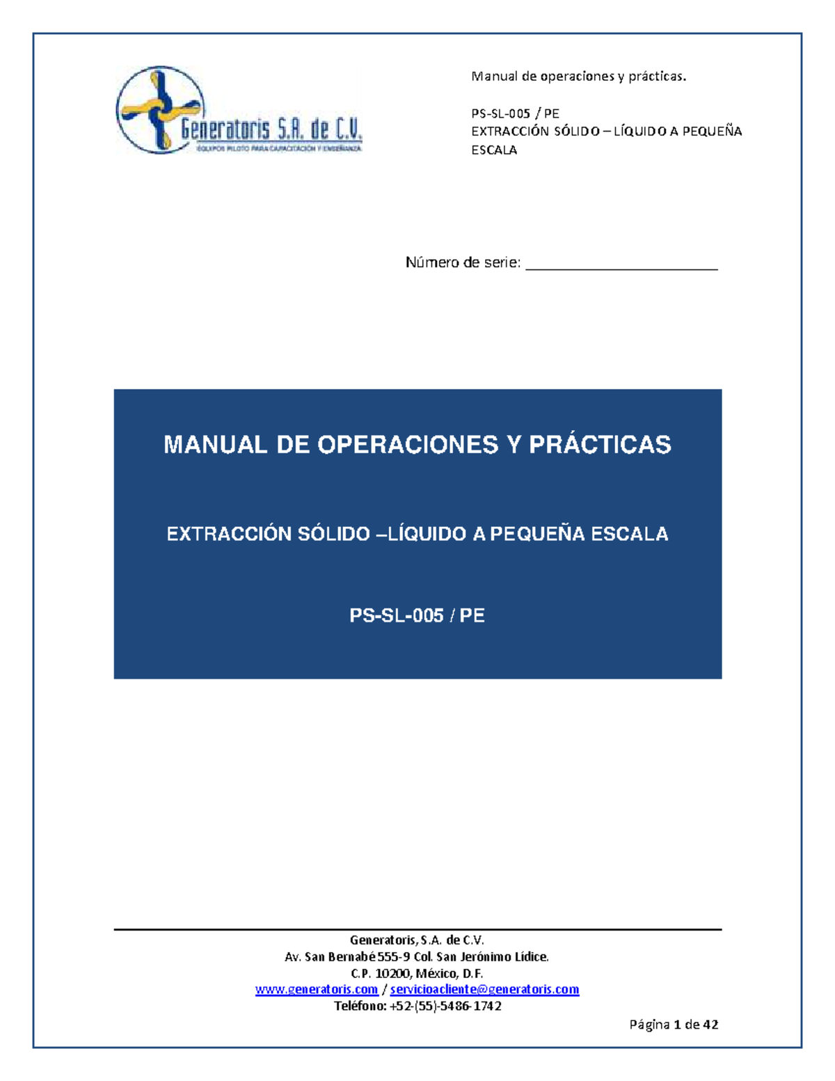 Manual de Operaciones y Prácticas: PE Extracción Sólido-Líquido a ...