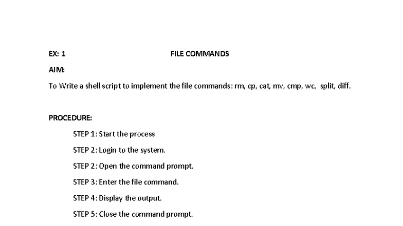Linux & Shell Programming Practical: File Commands & Scripts - Studocu