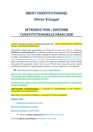 Droit constitutionnel CM 1 : Introduction à la Ve République et ses ...