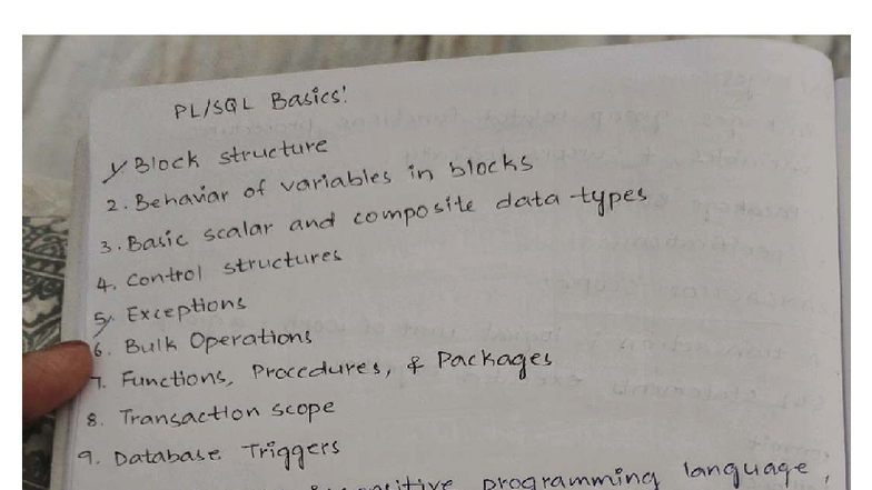 PLSQL Blocks & Exception Handling: Key Concepts and Structures - Studocu