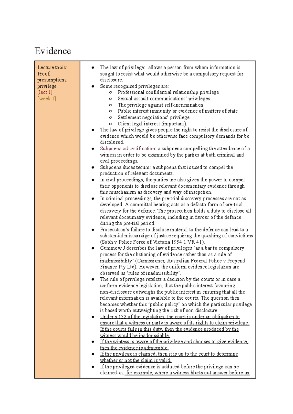 Evidence Lecture Notes: Proof, Presumptions, and Privilege (Autumn 2026 ...