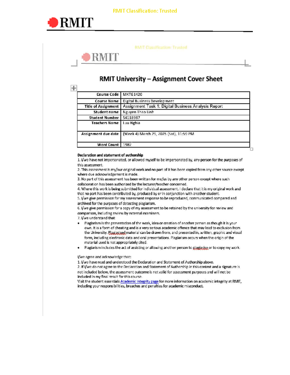 RMIT Classification: Trusted Digital Transformation of Pizza Delivery ...