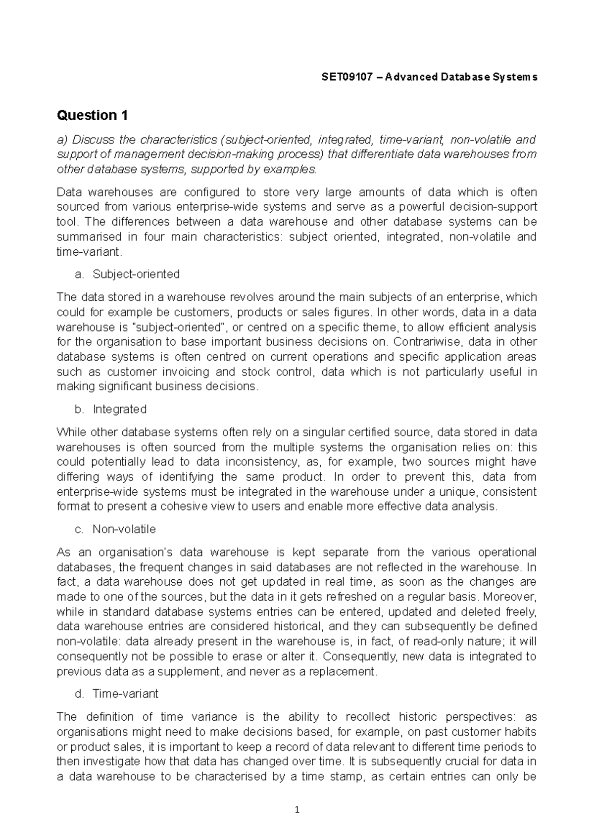 Advanced Databases Exam Questions And Answers Set09107 Advanced