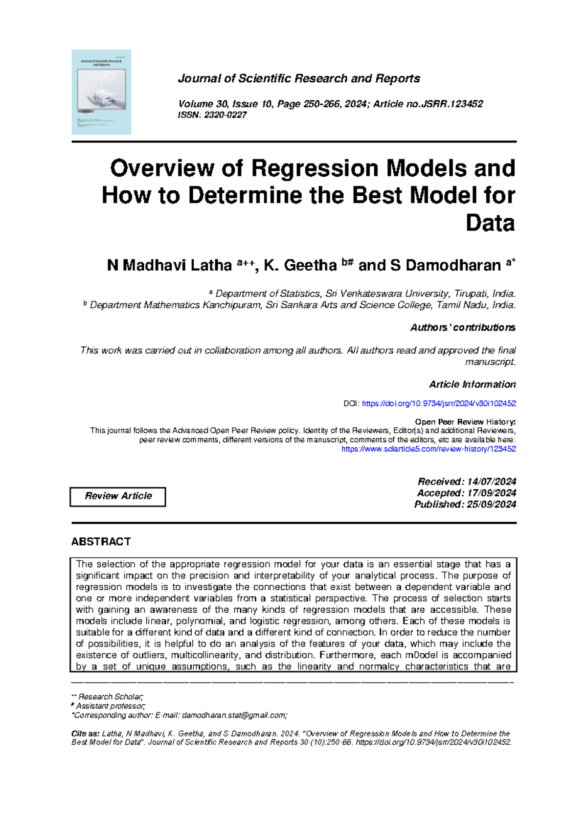 Overview of Regression Models: Selecting the Best Fit for Data - Studocu