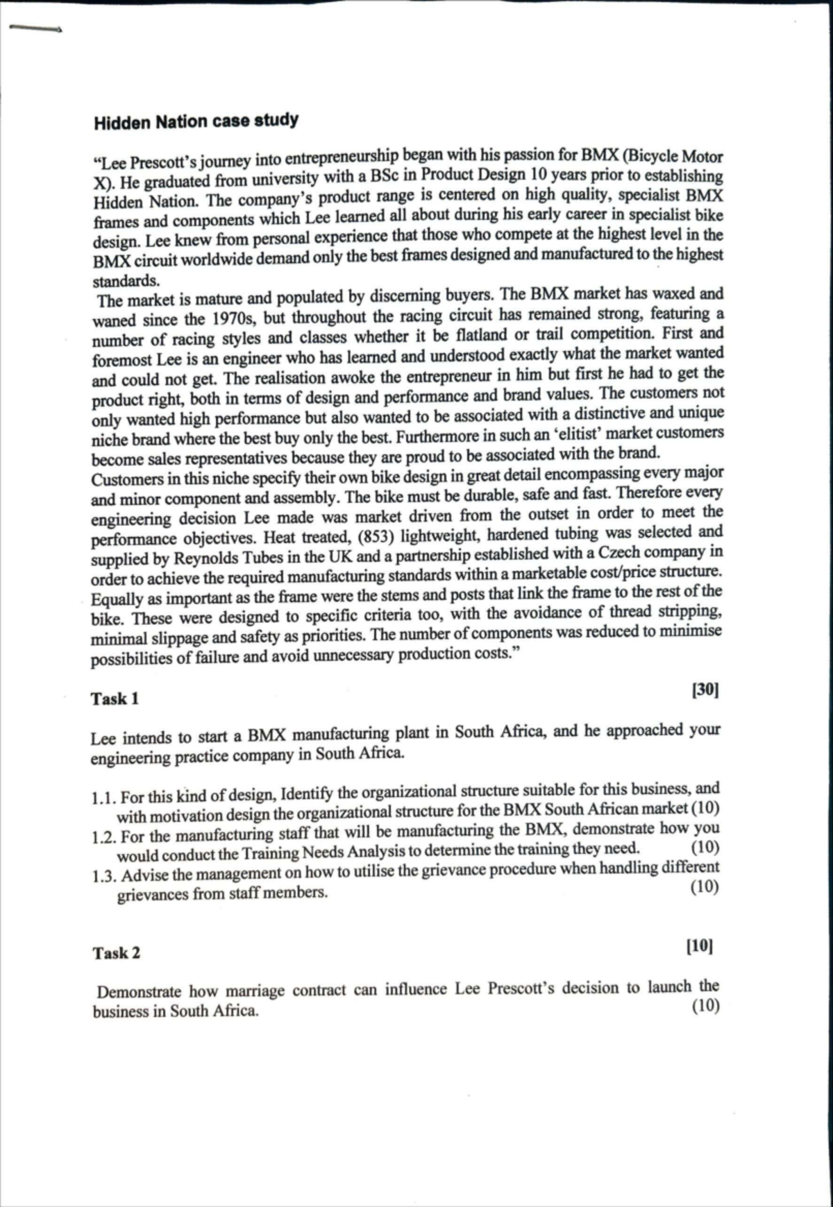 ENI Sick Test 2025 - Case Study on BMX Entrepreneurship and Market ...