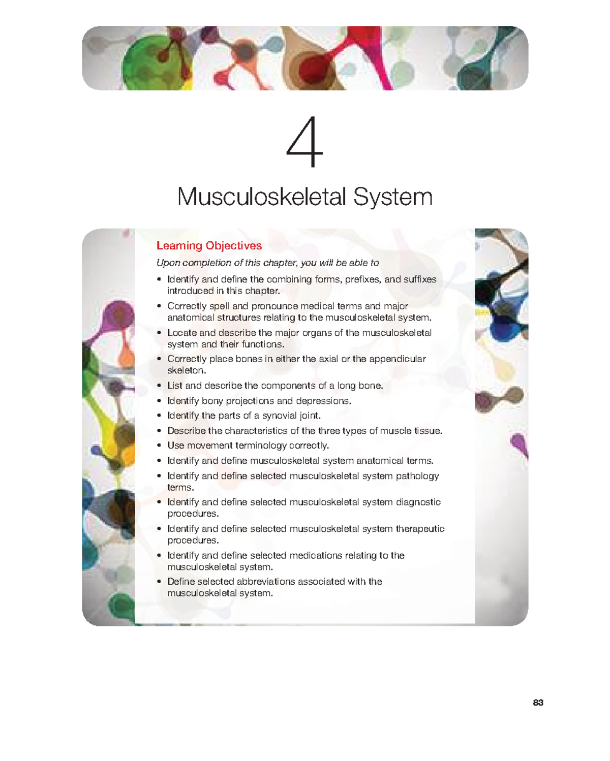 Musculoskeletal System Learning Objectives - Chapter 4 (M04) - Studocu