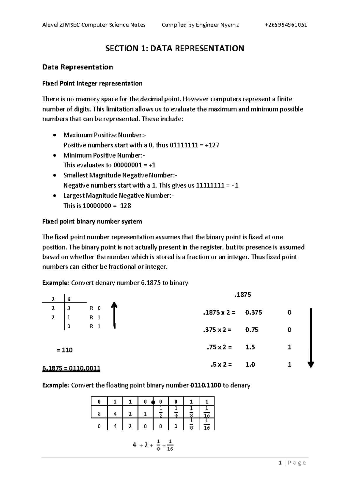 Alevel ZIMSEC Computer Science Notes: Data Representation Insights ...