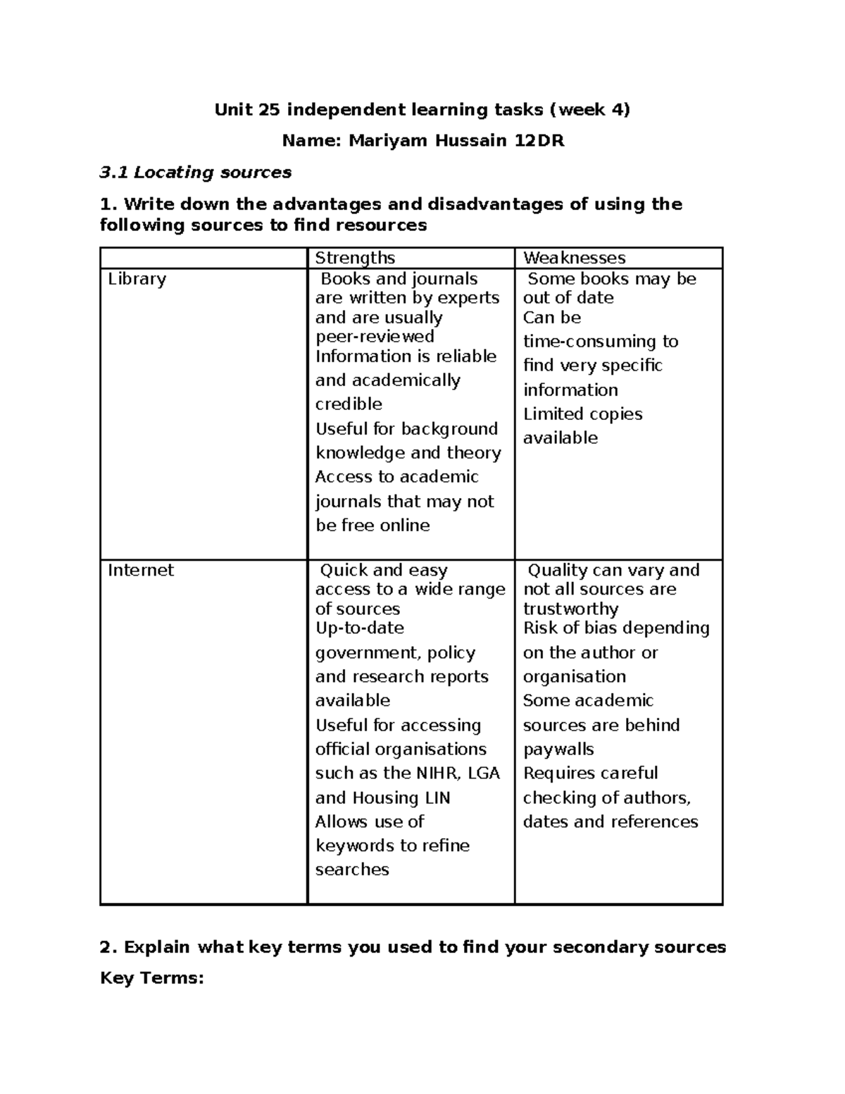 Unit 25: Independent Learning Tasks - Week 4 Revision Notes - Studocu