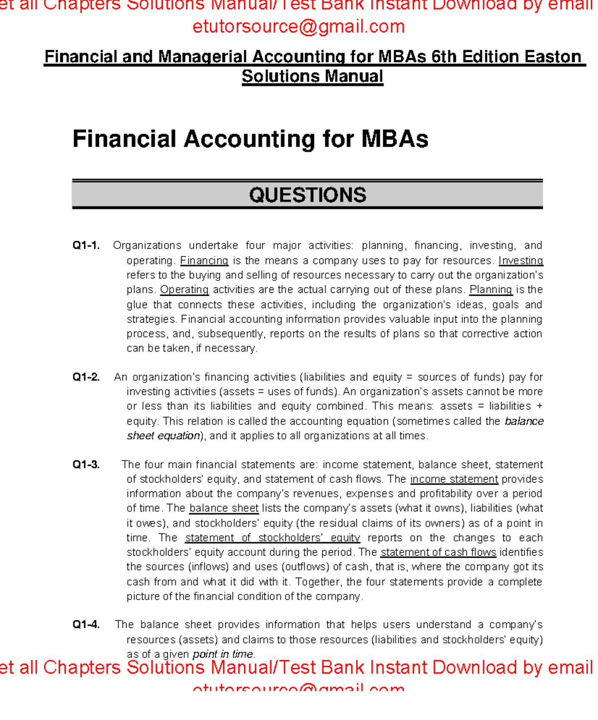 Solutions Manual for Financial & Managerial Accounting for MBAs (6th Ed.) - Studocu
