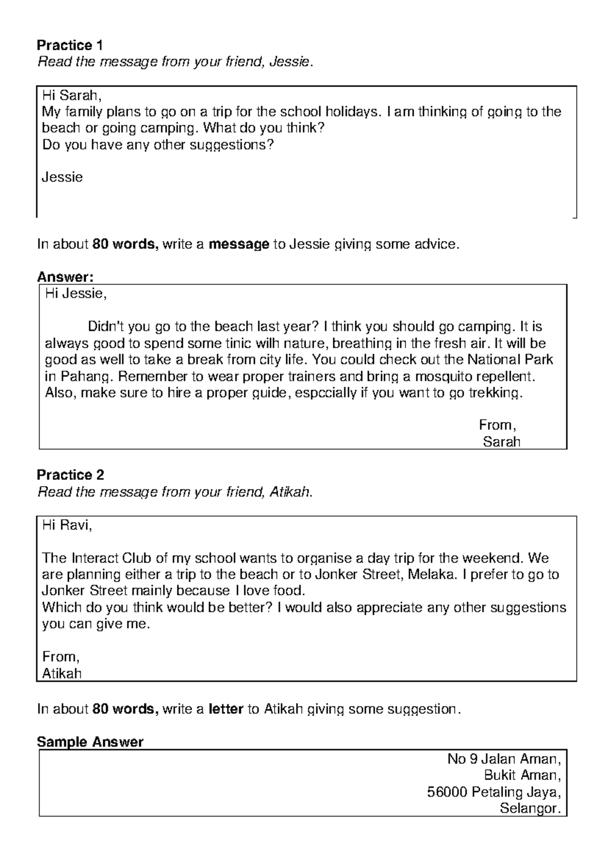 PT3 English Paper 2: Advice Writing Examples and Tips - Studocu