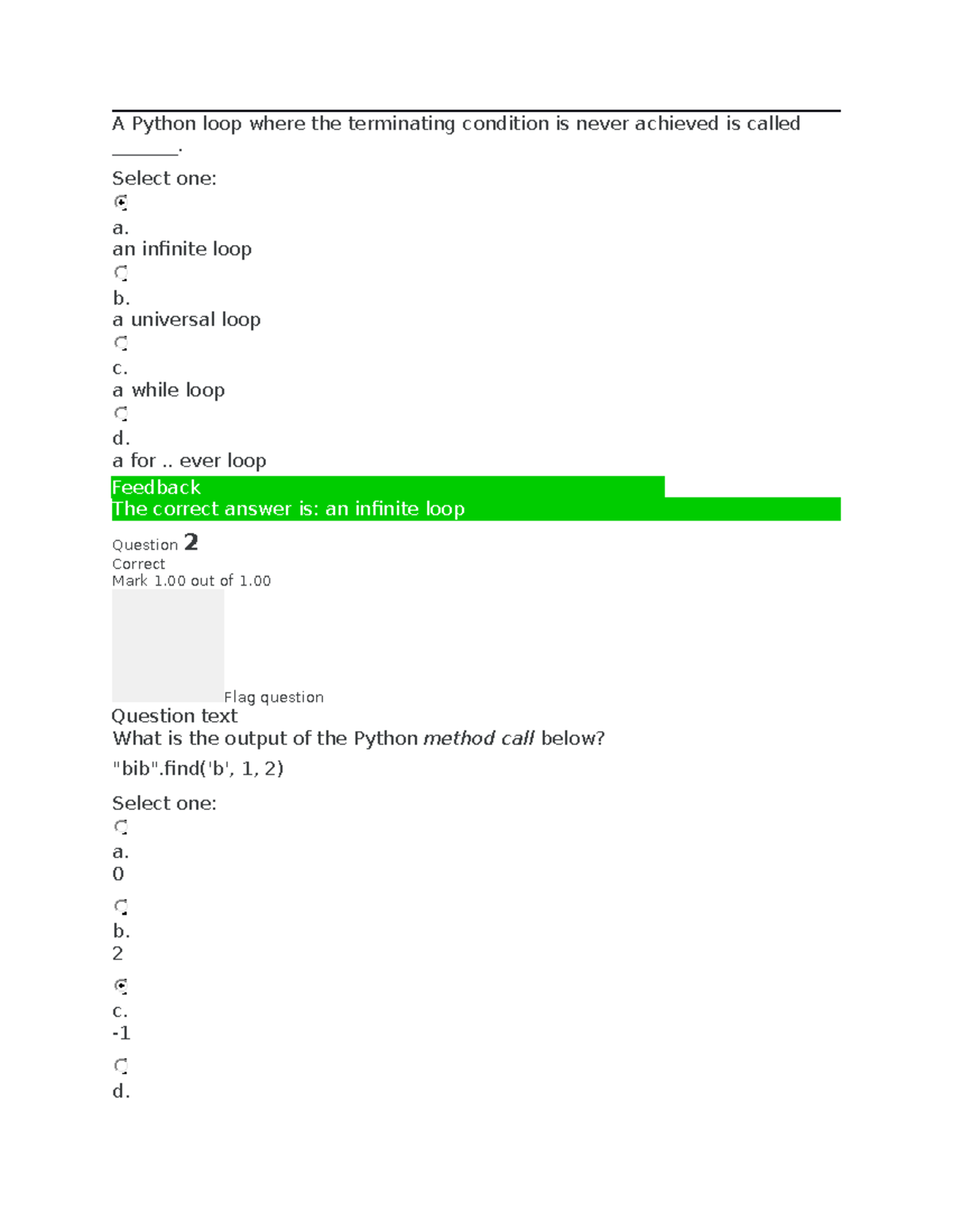 Quiz5 - Quiz - A Python loop where the terminating condition is never ...