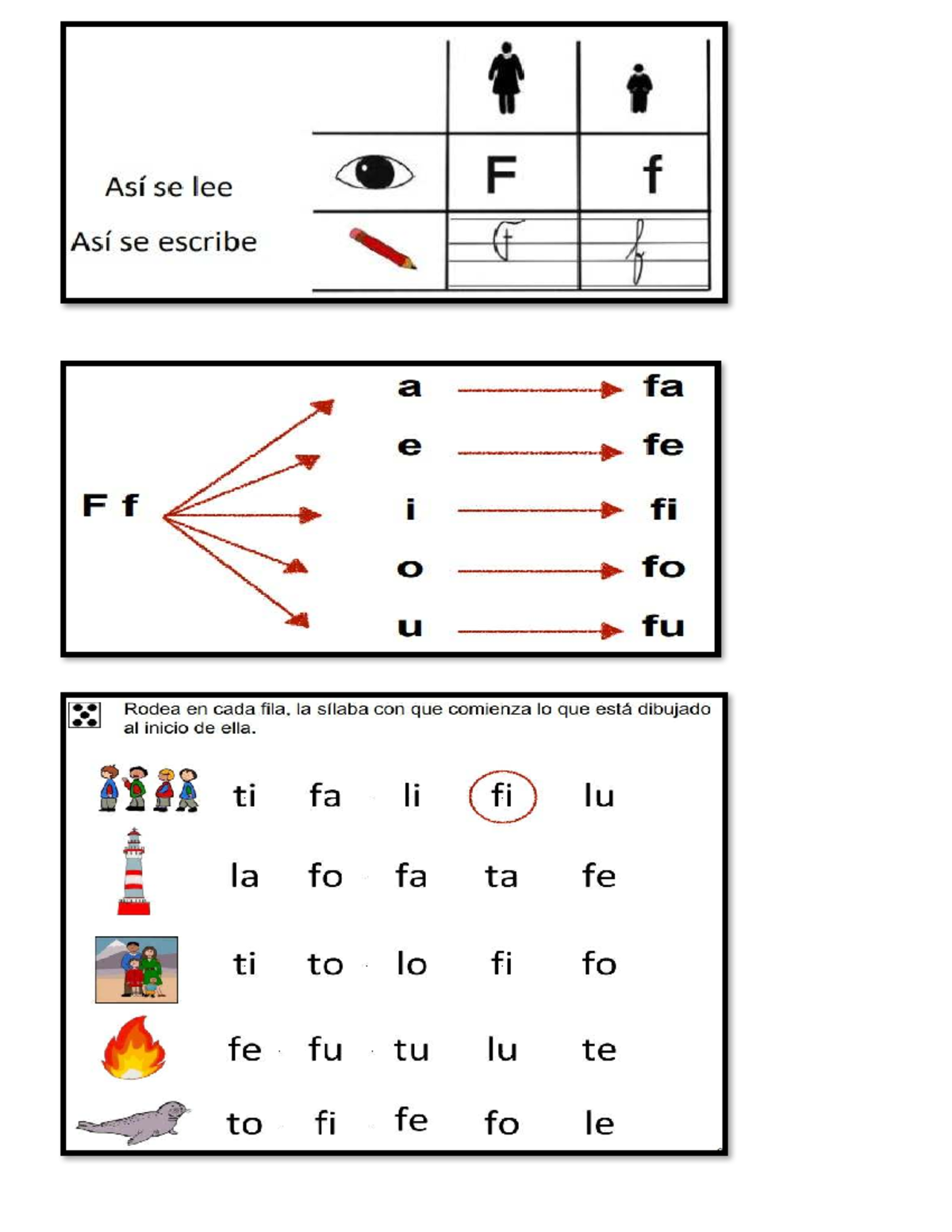 Letra F: Actividades de Lectura y Escritura - Studocu