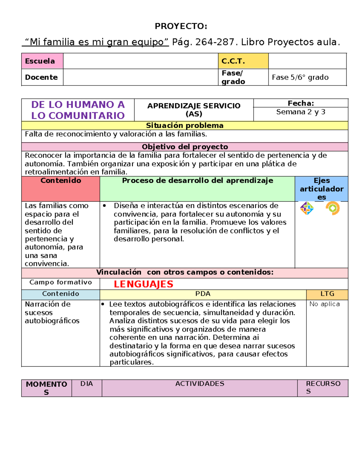 6° Proyecto AS: "Mi Familia es Mi Gran Equipo" - Desarrollo y ...